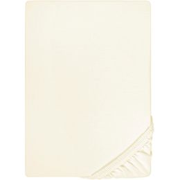 Spannbettlaken Biberna "Marc", beige (perlmutt), L:200cm, Jersey, Obermaterial: 100% Baumwolle, Bettlaken, Spannbettlaken, aus Baumwolle, f&uuml;r Matratzen bis 22 cm H&ouml;he, Bettlaken, Spannbetttuch