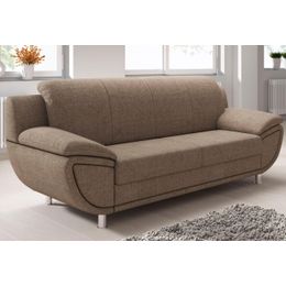 3-Sitzer Trendmanufaktur "Rondo II zeitlos und bequem", braun (tan), B:207cm H:85cm T:94cm, Struktur ( 100% Polyester), Sofas, wahlweise mit komfortablem Federkern, mit extra breiten Armlehnen