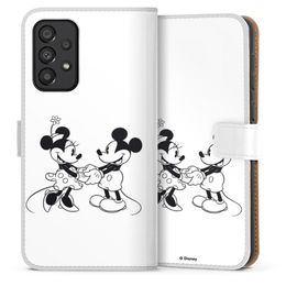 DeinDesign Galaxy A33 5G Handy Klapph&uuml;lle Handyh&uuml;lle aus Kunst Leder wei&szlig; Flip Case Disney Valentine'S Day Sideflip mit Lasche