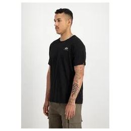 T-Shirt Alpha Industries "Basic T-Shirt SL TPU", Herren, Gr. S, schwarz (schwarz, chrome), Obermaterial: 100% Baumwolle, Shirts T-Shirt