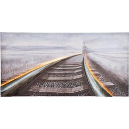 Metallbild Gilde "Bild rechteckig Railroad", farbe bild(er): mehrfarbig, B:140cm H:70cm T:5cm, Poly-Leinwand, Bilder