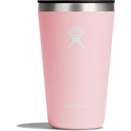 Thermobecher Hydro Flask "16 OZ All Around Tumbler Press-In Lid, 473 ml", rosa (trillium, wei&szlig;), H:14,4cm &Oslash;:8,7cm, Edelstahl, Trinkgef&auml;&szlig;e, Thermobecher, Kompatibel mit Trinkhalmdeckel und verschlie&szlig;baren Eindr&uuml;ckdeckel
