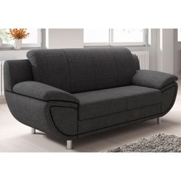 2-Sitzer Trendmanufaktur "Rondo II, zeitlos und bequem", grau (dunkelgrau), B:178cm H:85cm T:94cm, Struktur (100% Polyester), Sofas, wahlweise mit komfortablem Federkern, mit extra breiten Armlehnen