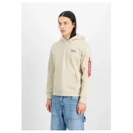 Hoodie Alpha Industries "Signature Backprint Hoodie", Herren, Gr. L, wei&szlig; (vintage wei&szlig;), Obermaterial: 80% Baumwolle, 20% Polyester, regular fit, Sweatshirts Hoodie