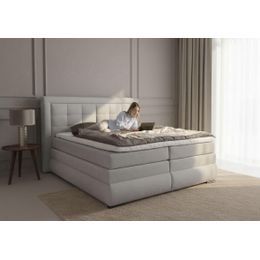 Boxspringbett OTTO HOME "MIVVA inkl. Bettkasten und Topper, Komfortliegeh&ouml;he: 67 cm", hellgrau, B:204cm L:215cm, Holz teilmassiv, Holzwerkstoff, Spanplatte, Komplettbetten, Boxspringbett, in H3, H4 oder Hmix H3/H4, wahlweise mit oder ohne LED-Leuchten