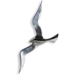 Wanddekoobjekt Gilde "Wandobjekt Vogel Flying Bird", silberfarben, B:19cm H:48cm T:3cm &Oslash;:0cm, Aluminium, Wanddekoobjekte