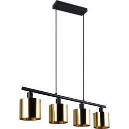 REALITY LEUCHTEN Pendelleuchte "JASON, H&auml;ngelampe Esszimmerlampe, 4-flammig, exkl. 4xE14 max 10W", gold (goldfarben), 4, &Oslash; 12cm H: 150cm, 1 Stk., Leuchten, h&ouml;henverstellbar max 150cm, mit semi-transparenten Kunststoff-Schirmen, Pendelleuchte