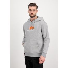 Hoodie Alpha Industries "Basic Hoodie BL Rubber", Herren, Gr. S, grau (grau heather), Obermaterial: 80% Baumwolle, 20% Polyester, regular fit, Sweatshirts Hoodie