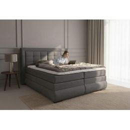 Boxspringbett OTTO HOME "MIVVA inkl. Bettkasten und Topper, Komfortliegeh&ouml;he: 67 cm", anthrazit, B:204cm L:215cm, Holz teilmassiv, Holzwerkstoff, Spanplatte, Komplettbetten, Boxspringbett, in H3, H4 oder Hmix H3/H4, wahlweise mit oder ohne LED-Leuchten