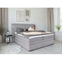 Boxspringbett OTTO HOME "MIVVA inkl. Bettkasten & Topper, Komfortliegeh&ouml;he: 67 cm", hellgrau, B:204cm L:215cm, Holz teilmassiv, Holzwerkstoff, Spanplatte, Komplettbetten, Boxspringbett, in H3, H4 oder Hmix H3/H4, wahlweise mit oder ohne LED-Leuchten