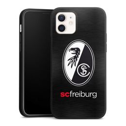 DeinDesign iPhone 12 Handy Premium Silikon H&uuml;lle Handyh&uuml;lle schwarz Case Scratch Official Licensed Product Sc Freiburg Silikon Premium Case