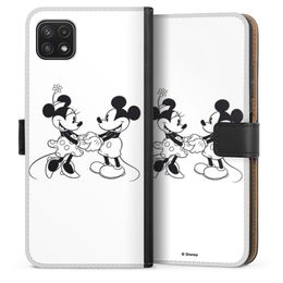 DeinDesign Galaxy A22 5G Handy Klapph&uuml;lle Handyh&uuml;lle aus Kunst Leder schwarz Flip Case Disney Valentine'S Day Sideflip mit langer Lasche