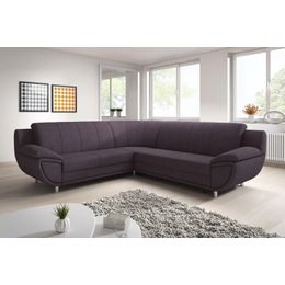 Ecksofa Trendmanufaktur "Rondo II, zeitlos & elegant, bequeme Armlehnen, L-Form", braun (rosybraun), B:267cm H:85cm T:247cm, Struktur (100% Polyester), Sofas, Ecksofa, wahlweise mit Federkern, wahlweise mit Bettfunktion, B/T 247/267 cm