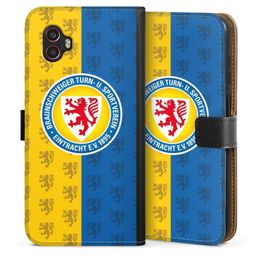 DeinDesign Galaxy XCover 6 Pro Handy Klapph&uuml;lle Handyh&uuml;lle aus Kunst Leder schwarz Flip Case Eintracht Braunschweig Logo Official Licensed Product Sideflip mit 