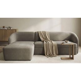 Ecksofa DOMO collection "Orbis, modernes, klares Design mit schmalen, abgerundeten Armlehnen", stone, B:230cm H:74cm T:148cm, 100% Polyester, Sofas, Ecksofa, whlw. mit Bettfunktion u./o. Bettkasten, aus Luxus- Microfaser