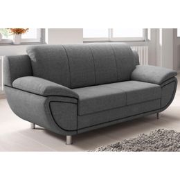 2-Sitzer Trendmanufaktur "Rondo II, zeitlos und bequem", grau (hellgrau), B:178cm H:85cm T:94cm, Struktur (100% Polyester), Sofas, wahlweise mit komfortablem Federkern, mit extra breiten Armlehnen