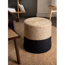 Pouf Hanse Home "Looma, Jute", gold (naturgold, schwarz), B:40cm H:40cm, Obermaterial: 100% Jute, Poufs, Pouf