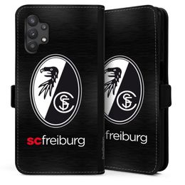 DeinDesign Galaxy A32 5G Handy Klapph&uuml;lle Handyh&uuml;lle aus Kunst Leder schwarz Flip Case Scratch Sc Freiburg Official Licensed Product Sideflip mit langer Lasche