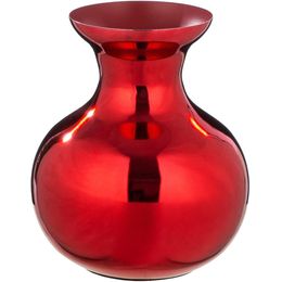Tischvase Gilde "Vase bauchig Kyoto", rot, B:22cm H:25,5cm T:22cm &Oslash;:22cm, Eisen, Vasen