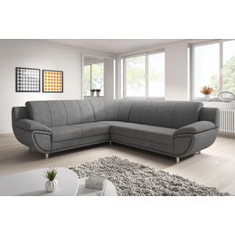 Ecksofa Trendmanufaktur "Rondo II, zeitlos & elegant, bequeme Armlehnen, L-Form", grau (hellgrau), B:267cm H:85cm T:247cm, Struktur (100% Polyester), Sofas, Ecksofa, wahlweise mit Federkern, wahlweise mit Bettfunktion, B/T 247/267cm