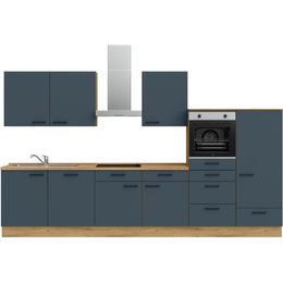 K&uuml;chenzeile Nobilia "Easytouch I", NEU: individuell anpassbar mit gratis Profi-Beratung", blau (k&uuml;che: blau, korpus: eiche sierra nachbildung, arbeitsplatte: eiche sierra nachbildung), B:360,3cm H:216,6cm T:60cm, Komplettk&uuml;chen-Sets, K&uuml;chenzeile, vormontiert, Breite 360 cm, Ausrichtung w&auml;hlbar, wahlw. mit E-Ger&auml;ten