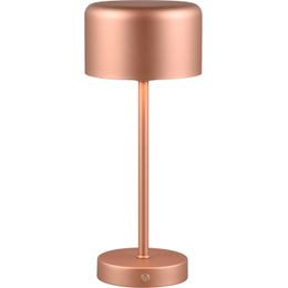 REALITY LEUCHTEN LED Tischleuchte "JEFF", rosa (kupfer), 1, &Oslash; 12,6cm H: 30cm, 1 Stk., Leuchten, Akku Tischlampe mit USB-C Anschluss, Touchdimmer 4 Stufen, H&ouml;he 30cm, LED Tischleuchte
