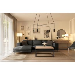 Ecksofa Home Affaire "Aurora, L-Form, mit extra breiter Recamiere, 324 x 170 cm (BxT)", grau (graphite), B:324cm H:83cm T:170cm, 92% Polyester 8% Nylon, Sofas, Ecksofa, Designsofa mit tollem Sitzkomfort, extra hohe Metallf&uuml;&szlig;e schwarz