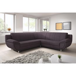 Ecksofa Trendmanufaktur "Rondo II, zeitlos & elegant, bequeme Armlehnen, L-Form", braun (rosybraun), B:267cm H:85cm T:247cm, Struktur (100% Polyester), Sofas, Ecksofa, wahlweise mit Federkern, wahlweise mit Bettfunktion, B/T 267/247cm
