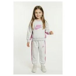 Jogginganzug NIKE SPORTSWEAR "NKN FT COLOR BLOCKED CREW SET", Jungen, Gr. 122 (7), birch heather, angeraute Sweatware, Obermaterial: 60% Baumwolle, 40% Polyester, Sportanz&uuml;ge Jogginganzug, zweiteiliges Set