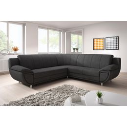 Ecksofa Trendmanufaktur "Rondo II, zeitlos & elegant, bequeme Armlehnen, L-Form", grau (dunkelgrau), B:267cm H:85cm T:247cm, Struktur (100% Polyester), Sofas, Ecksofa, wahlweise mit Federkern, wahlweise mit Bettfunktion, B/T 267/247cm