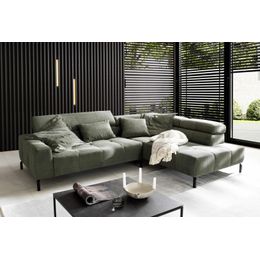 Ecksofa Home Affaire "Claya, L-Form, incl. Kopfteilverstellung, Breite 276 cm", gr&uuml;n (oliv), B:276cm H:71cm T:219cm, 95% Polyester, 5% Nylon, Sofas, Ecksofa, wahlweise elektrischer Sitzvorzug