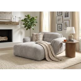 Chaiselongue Trendmanufaktur "Be Fluffy, mit Rundumbezug, Loveseat mit moderner breiter Kedernaht", silber, B:182cm H:87cm T:184cm, 100% Polyester, Sofas, Chaiselongue, mit softem Sitzkomfort, in hochwertigem Breitcord mit weicher Haptik