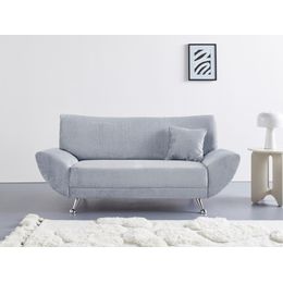 2-Sitzer Home Affaire "Saltare, elegant & komfortabel, toller Designfu&szlig;, Breite 174cm, bequem", grau (grau, blau), B:174cm H:78cm T:82cm, Kunstleder SOFTLUX;Luxus-Microfaser ALCAZAR (100% Polyester);Feinstruktur (100% Polyester), Sofas, bequeme Armlehnen
