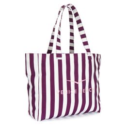Shopper Venice Beach "Strandtasche", Damen, Gr. B/H/T: 41,5cm x 37cm x 16,5cm, bordeaux, wei&szlig;, Stoff, Textil, gestreift, Taschen Shopper, NEU Schultertasche, Sommertasche, Handtasche, Tragetasche VEGAN