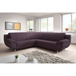 Ecksofa Trendmanufaktur "Rondo II, zeitlos & elegant, bequeme Armlehnen, L-Form", braun (rosybraun), B:267cm H:85cm T:247cm, Struktur (100% Polyester), Sofas, Ecksofa, wahlweise mit Federkern, wahlweise mit Bettfunktion, B/T 247/267cm