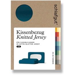 Kissenbezug Schlafgut "Pure flexibler Kissenbezug f&uuml;r Nackenst&uuml;tzkissen", blau (petrol deep), B:40cm L:140cm, Bio-Baumwolle, Obermaterial: 95% Baumwolle, 5% Elasthan, Kissenbez&uuml;ge, Kissenbezug, Bio-Baumwolle mit Elasthan, mit Gummizug, b&uuml;gelfrei