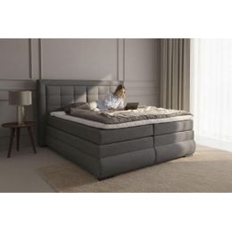 Boxspringbett OTTO HOME "MIVVA inkl. Bettkasten und Topper, Komfortliegeh&ouml;he: 67 cm", anthrazit, B:204cm L:215cm, Holz teilmassiv, Holzwerkstoff, Spanplatte, Komplettbetten, Boxspringbett, in H3, H4 oder Hmix H3/H4, wahlweise mit oder ohne LED-Leuchten