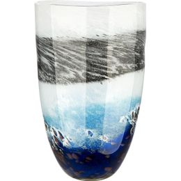 Tischvase Gilde "Vase Oceano", blau, B:16cm H:29cm T:16cm &Oslash;:16cm, Glas, Vasen
