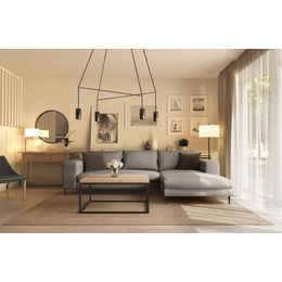 Ecksofa Home Affaire "Aurora, L-Form, mit extra breiter Recamiere, 324 x 170 cm (BxT)", grau (stone), B:324cm H:83cm T:170cm, 92% Polyester 8% Nylon, Sofas, Ecksofa, Designsofa mit tollem Sitzkomfort, extra hohe Metallf&uuml;&szlig;e schwarz