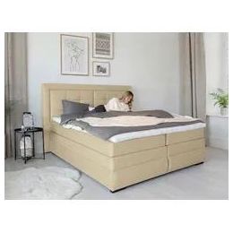 Boxspringbett OTTO HOME "MIVVA inkl. Bettkasten & Topper, Komfortliegeh&ouml;he: 67 cm", beige, B:204cm L:215cm, Holz teilmassiv, Holzwerkstoff, Spanplatte, Komplettbetten, Boxspringbett, in H3, H4 oder Hmix H3/H4, wahlweise mit oder ohne LED-Leuchten