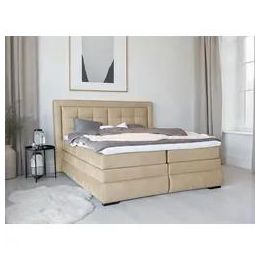 Boxspringbett OTTO HOME "MIVVA inkl. Bettkasten & Topper, Komfortliegeh&ouml;he: 67 cm", beige, B:204cm L:215cm, Holz teilmassiv, Holzwerkstoff, Spanplatte, Komplettbetten, Boxspringbett, in H3, H4 oder Hmix H3/H4, wahlweise mit oder ohne LED-Leuchten