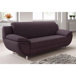3-Sitzer Trendmanufaktur "Rondo II zeitlos und bequem", braun (rosybraun), B:207cm H:85cm T:94cm, Struktur ( 100% Polyester), Sofas, wahlweise mit komfortablem Federkern, mit extra breiten Armlehnen