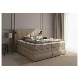 Boxspringbett OTTO HOME "MIVVA inkl. Bettkasten und Topper, Komfortliegeh&ouml;he: 67 cm", cappuccino, B:204cm L:215cm, Holz teilmassiv, Holzwerkstoff, Spanplatte, Komplettbetten, Boxspringbett, in H3, H4 oder Hmix H3/H4, wahlweise mit oder ohne LED-Leuchten