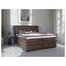 Boxspringbett OTTO HOME "MIVVA inkl. Bettkasten & Topper, Komfortliegeh&ouml;he: 67 cm", braun, B:204cm L:215cm, Holz teilmassiv, Holzwerkstoff, Spanplatte, Komplettbetten, Boxspringbett, in H3, H4 oder Hmix H3/H4, wahlweise mit oder ohne LED-Leuchten