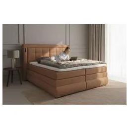 Boxspringbett OTTO HOME "MIVVA inkl. Bettkasten und Topper, Komfortliegeh&ouml;he: 67 cm", terra, B:204cm L:215cm, Holz teilmassiv, Holzwerkstoff, Spanplatte, Komplettbetten, Boxspringbett, in H3, H4 oder Hmix H3/H4, wahlweise mit oder ohne LED-Leuchten