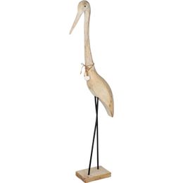 Skulptur Gilde "Skulptur Reiher Julius", naturfarben, B:43cm, Holz teilmassiv, Dekofiguren