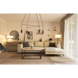 Ecksofa Home Affaire "Aurora, L-Form, mit extra breiter Recamiere, 324 x 170 cm (BxT)", beige, B:324cm H:83cm T:170cm, 92% Polyester 8% Nylon, Sofas, Ecksofa, Designsofa mit tollem Sitzkomfort, extra hohe Metallf&uuml;&szlig;e schwarz
