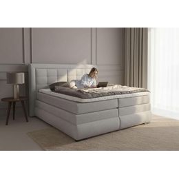 Boxspringbett OTTO HOME "MIVVA inkl. Bettkasten und Topper, Komfortliegeh&ouml;he: 67 cm", hellgrau, B:204cm L:215cm, Holz teilmassiv, Holzwerkstoff, Spanplatte, Komplettbetten, Boxspringbett, in H3, H4 oder Hmix H3/H4, wahlweise mit oder ohne LED-Leuchten