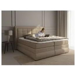 Boxspringbett OTTO HOME "MIVVA inkl. Bettkasten und Topper, Komfortliegeh&ouml;he: 67 cm", cappuccino, B:204cm L:215cm, Holz teilmassiv, Holzwerkstoff, Spanplatte, Komplettbetten, Boxspringbett, in H3, H4 oder Hmix H3/H4, wahlweise mit oder ohne LED-Leuchten