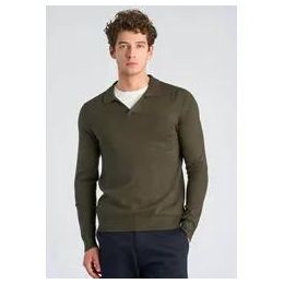 Strickpullover LINDBERGH "Strickpullover Slim Fit", Herren, Gr. XXL, deep olive mix, Obermaterial: 80% Viskose, 20% Nylon, V-Ausschnitt, Pullover Strickpullover